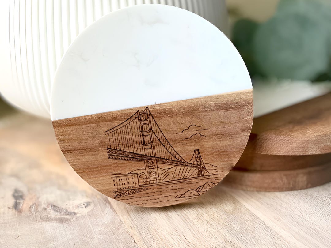 Golden Gate Bridge Coaster: Fort Point View, Wooden San Francisco - Etsy