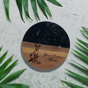 Marble Acacia Wood Coaster, Kangaroo Baby Pouch, Unique Drink Coasters ...