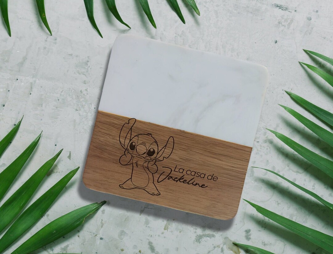 Custom Lilo & Stitch Coasters, Marble and Acacia Wood Coaster, Ohana ...