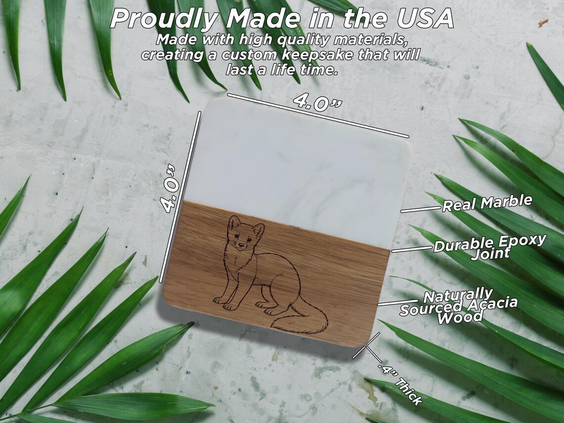 Silver Marten Coaster, Marten Animal Coaster, Woodland Wildlife Drink ...