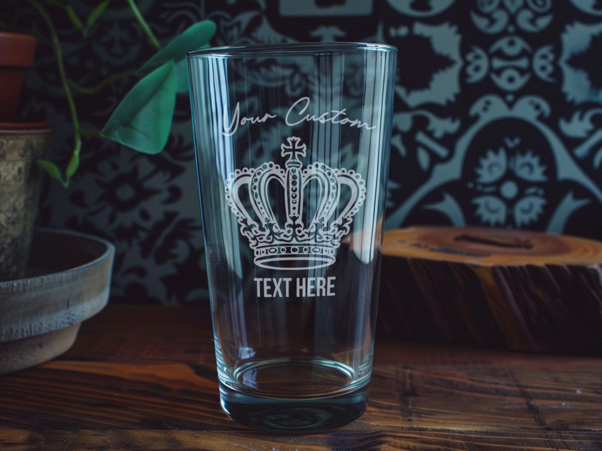 Pint Beer Glass, Crown Design, Bar Essentials, Drinking Glassware, Pub ...