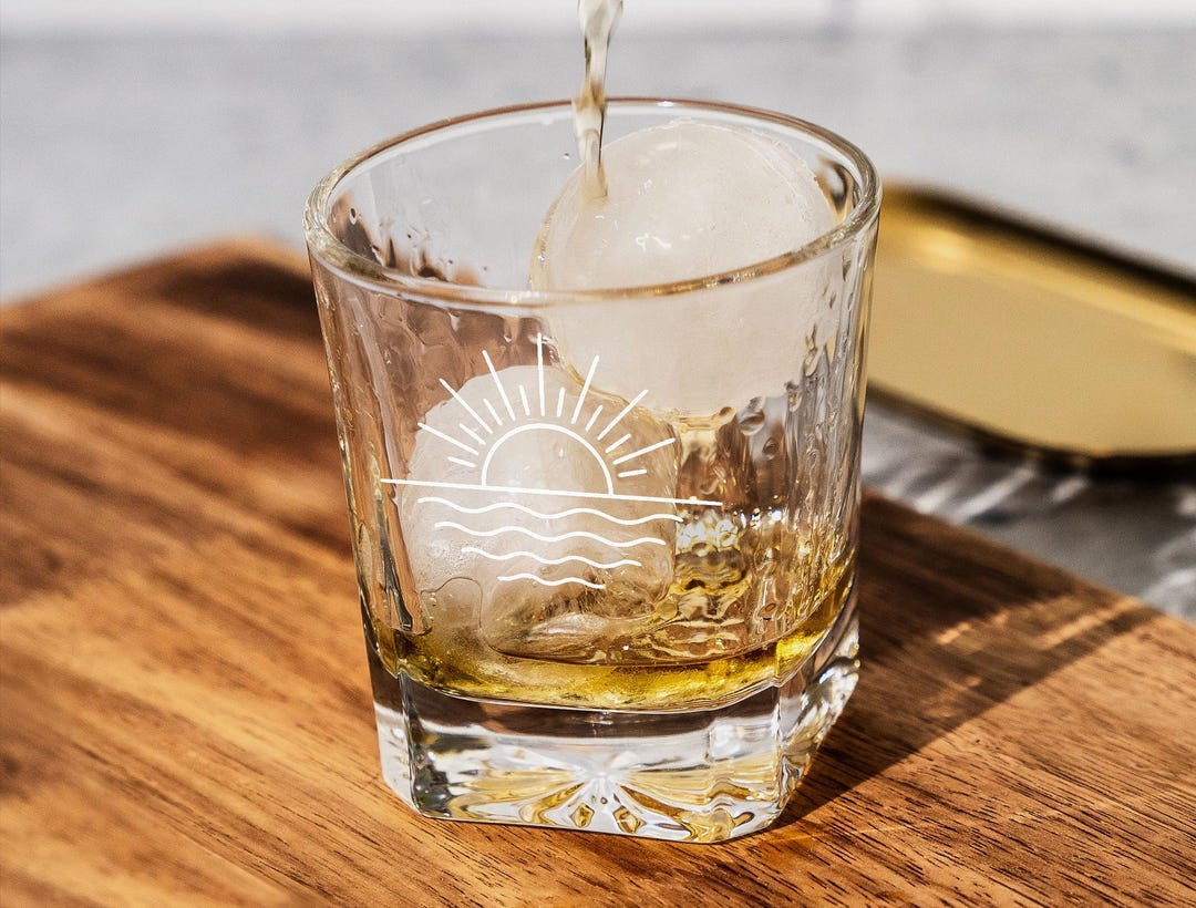 Sunrise Whiskey Glass – Minimal Design Featuring Rising Sun Scene for ...