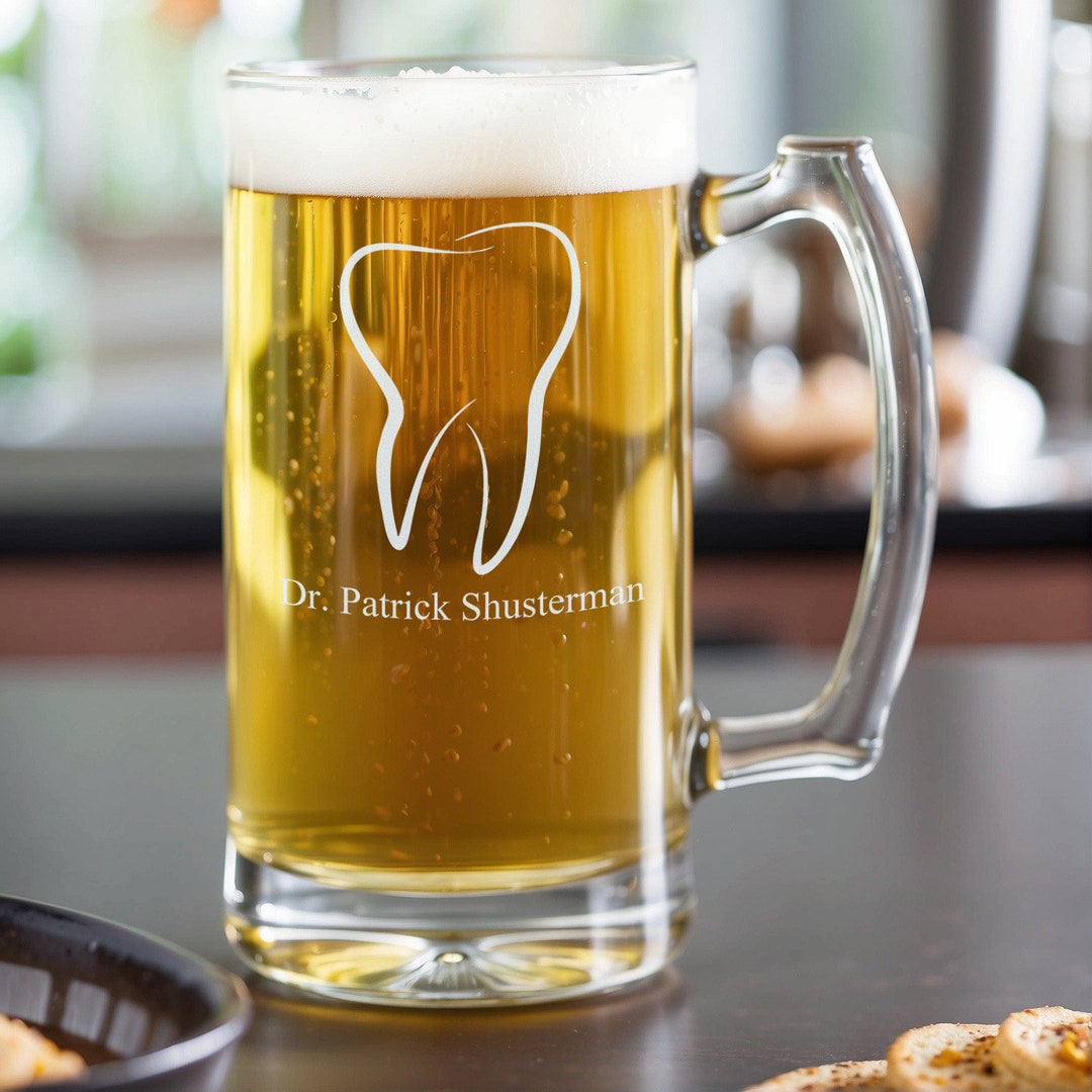 Personalized Dentist Beer Mug: Custom Engraved Dental Gift - Etsy
