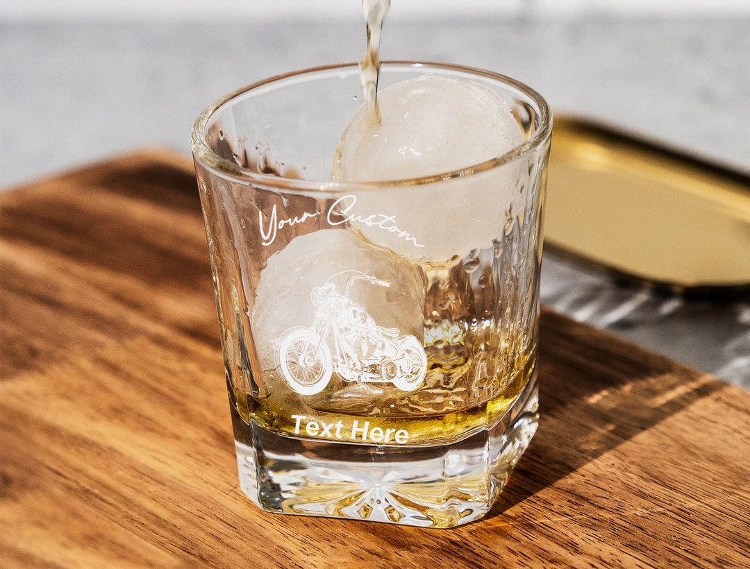 Custom Motorcycle Builders Whiskey Glass, Biker Bar Essentials, Unique ...
