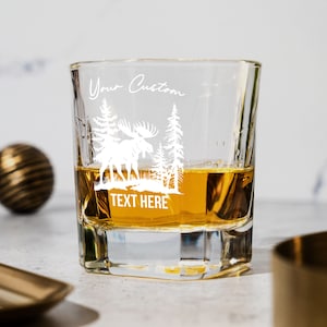 Moose Antlers Whiskey Glass, Forest Wildlife Decor, Rustic Barware ...