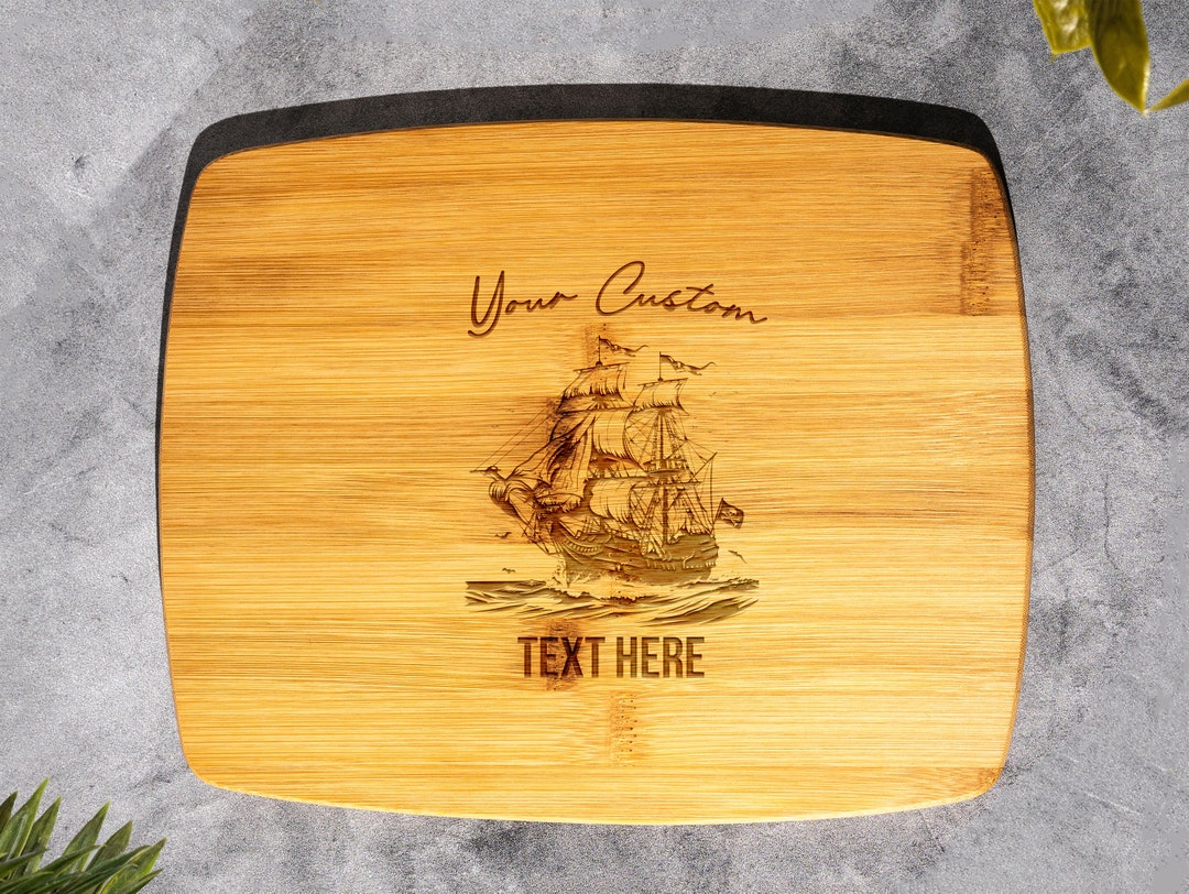 Caribbean Pirate Ship Battle Cutting Board, Kitchen Decor, Wooden ...