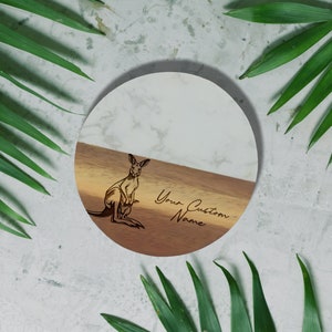 Marble Acacia Wood Coaster, Kangaroo Baby Pouch, Unique Drink Coasters ...