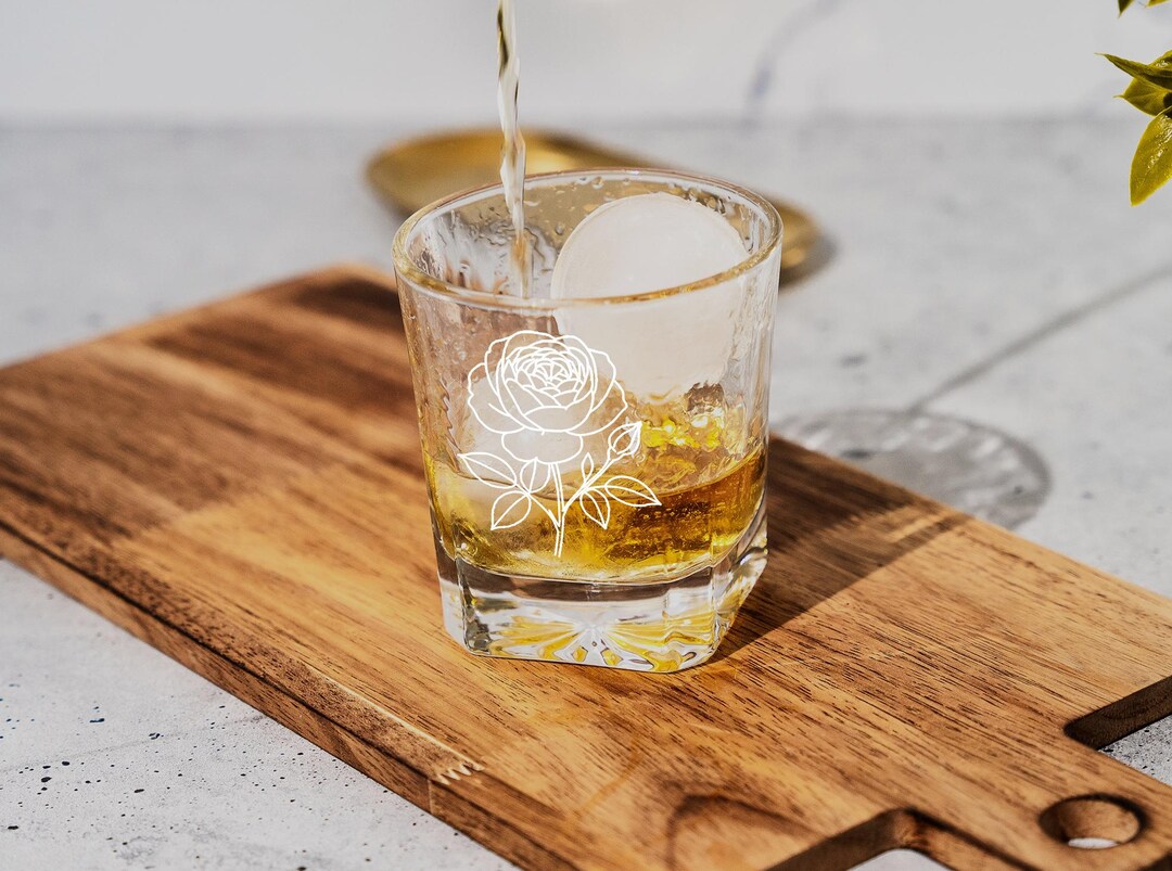 Lady Emma Hamilton Rose Whiskey Glass – Elegant Floral Design on Clear ...