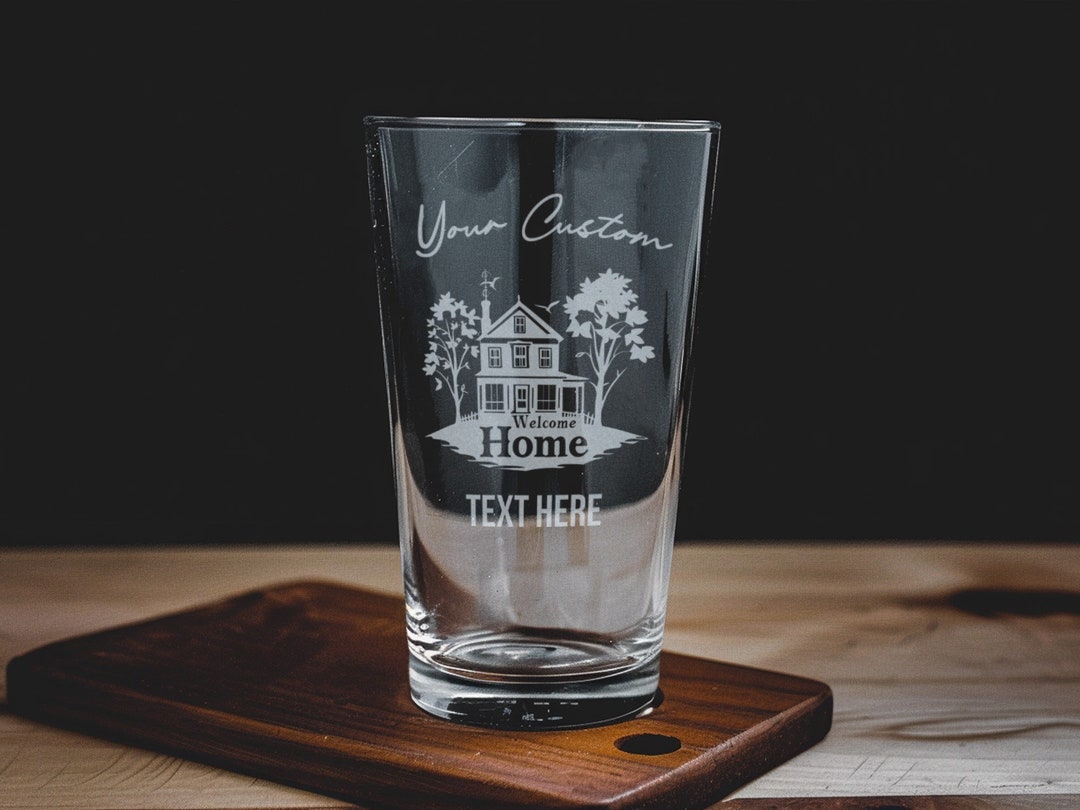 Welcome Home Pint Glass, House Silhouette Beer Mug, Unique Home Bar ...