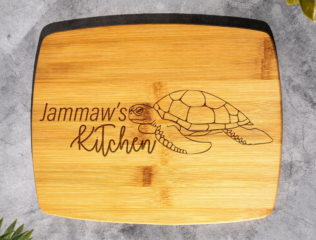 Personalized Sea Turtle Bamboo Cutting Board: Coastal Kitchen Decor - Etsy