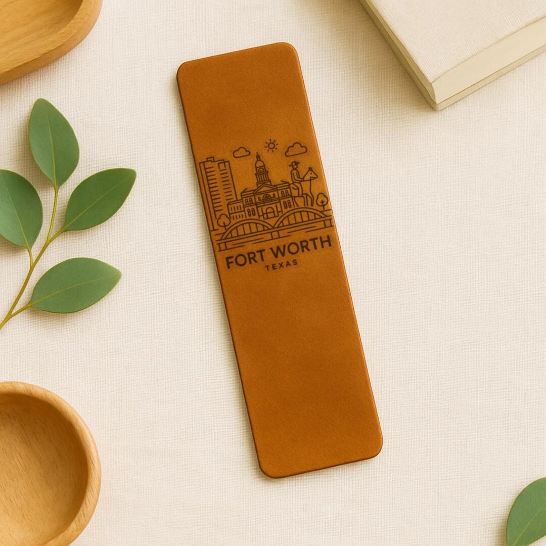 Fort Worth Texas Leather Bookmark – Features Fort Worth Skyline ...