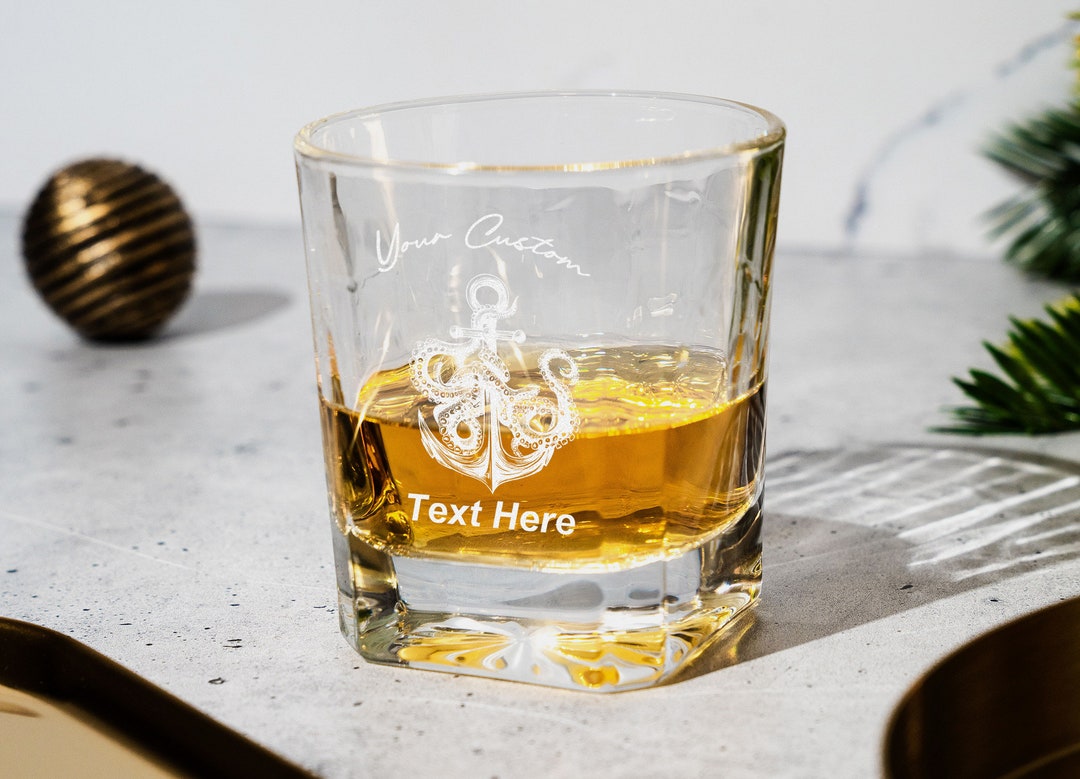 Octopus Whiskey Glass, Anchor Design Drinkware, Tentacles, Unique ...
