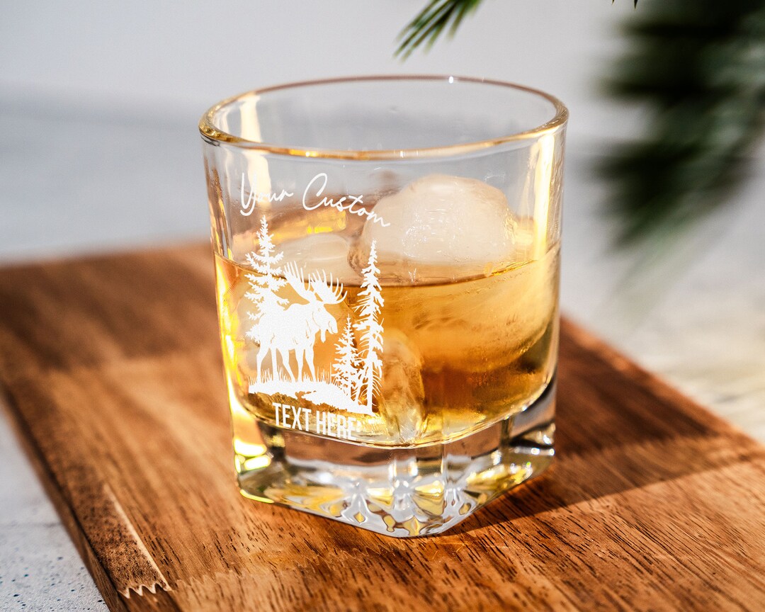 Moose Antlers Whiskey Glass, Forest Wildlife Decor, Rustic Barware ...