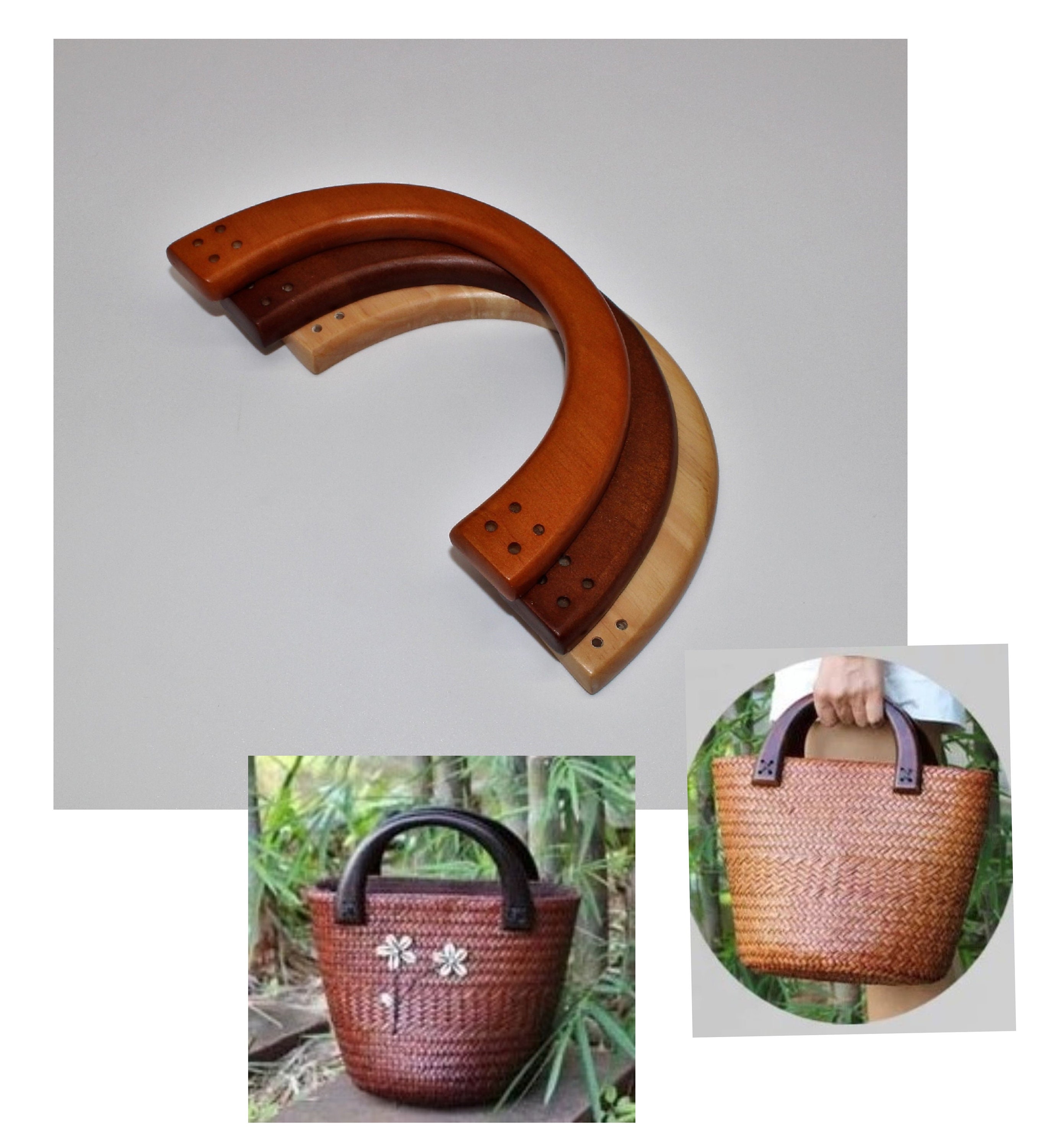 1 Pair Purse Handles, Wood Handles for Bags, Bag Making Supplies ...