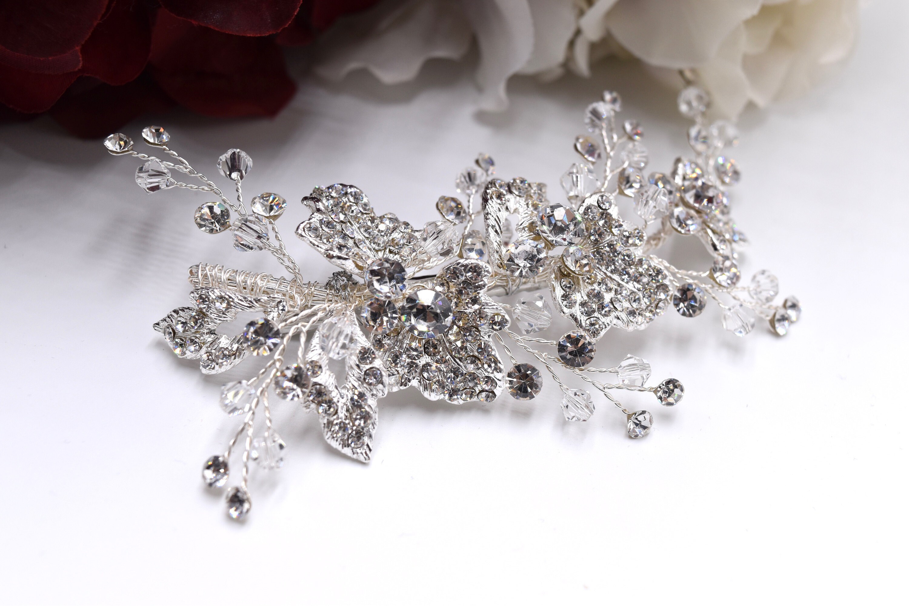 Flower Crystal Hair Piece - Etsy