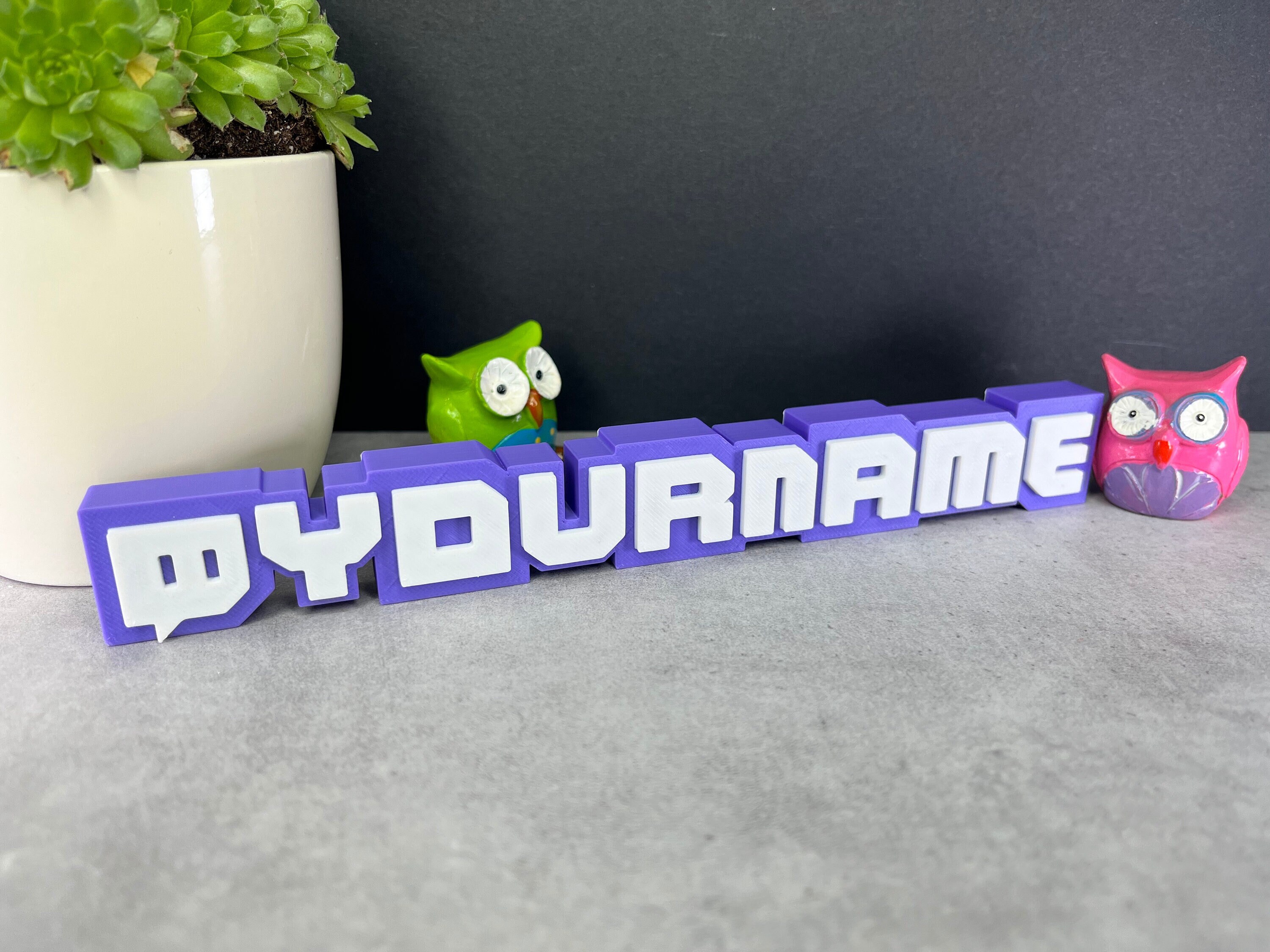 Twitch Custom 3D Printed Name Plate Gamer Username Gift Channel Name ...