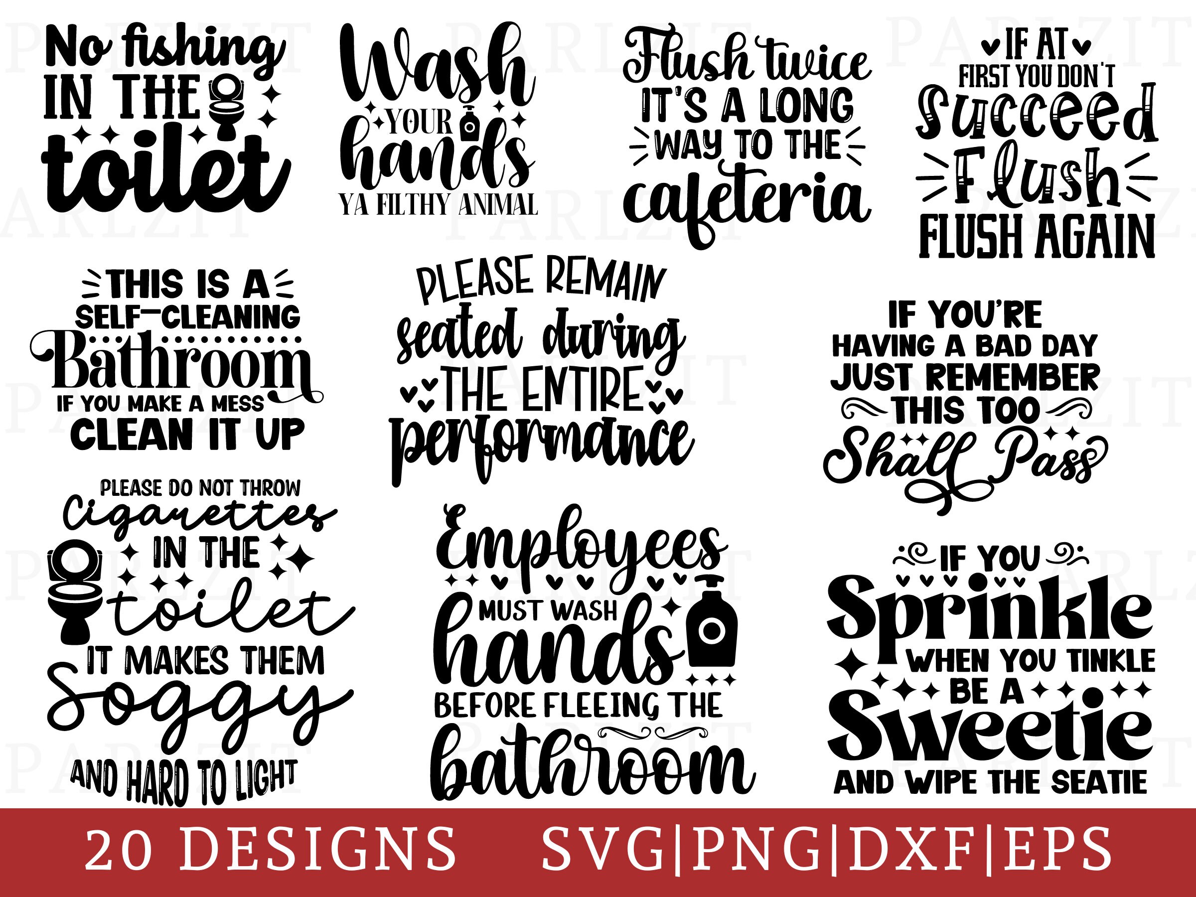 Funny Bathroom Signs SVG Bundle: Printable Restroom Art (digital ...