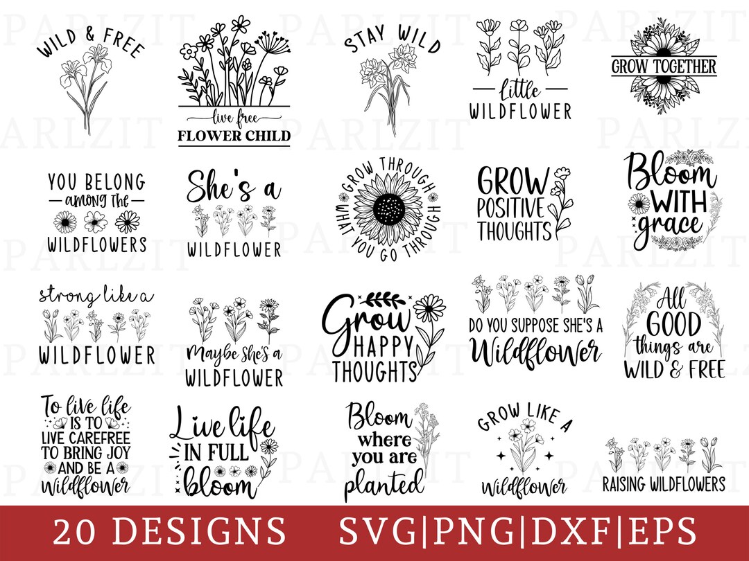 Wildflower Quotes SVG Bundle: Boho Floral Designs (digital Download) - Etsy