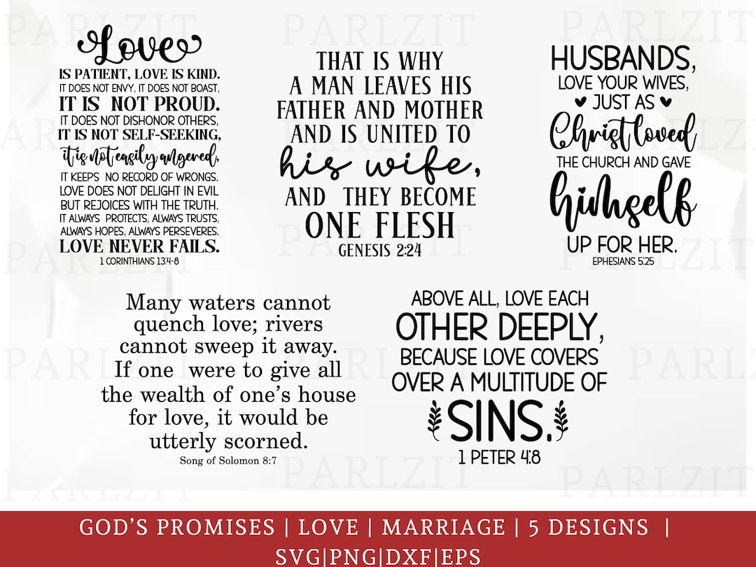 Love and Marriage Christian SVG Bundle: Bible Verse Designs (digital ...