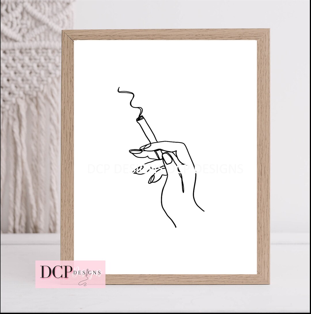 Hand Smoking Print 80s Wall Art Fancy Dress Cigarette Print Line Art ...