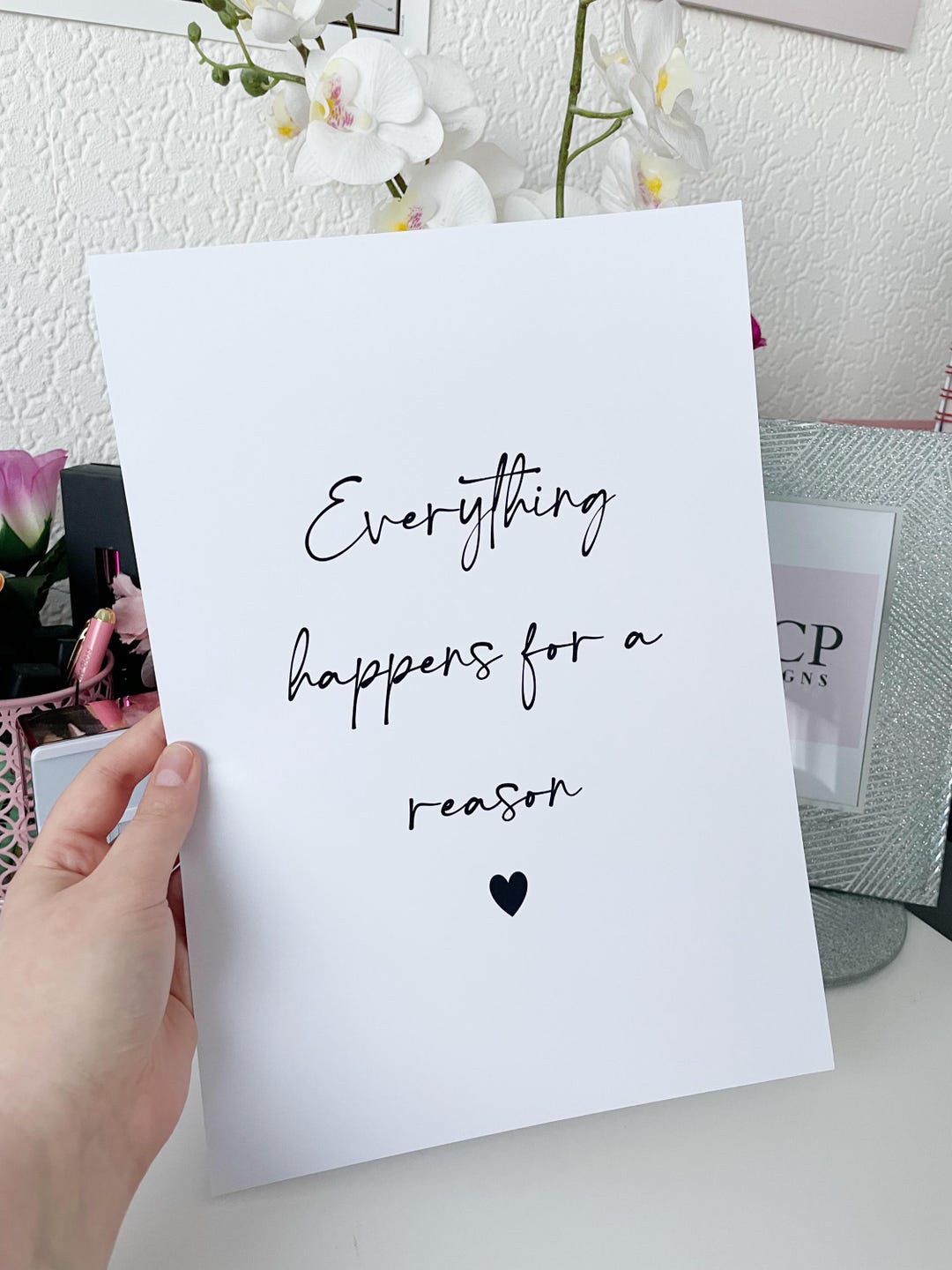 Everything Happens for A Reason Print | Typography Print | A4 Wall Art ...