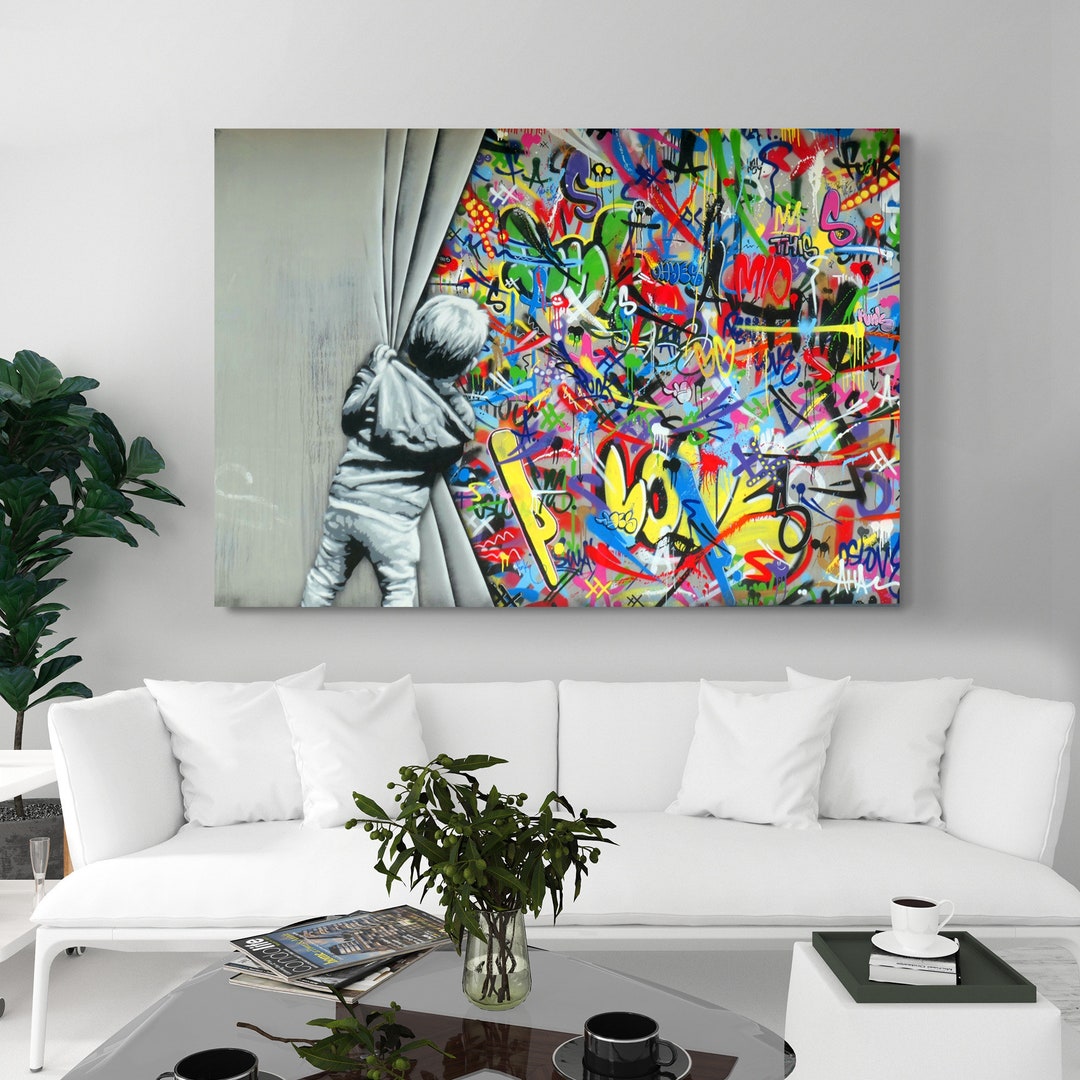 BANKSY, Street Graffiti Table, Canvas Decor, Wall Art Canvas, Wall ...