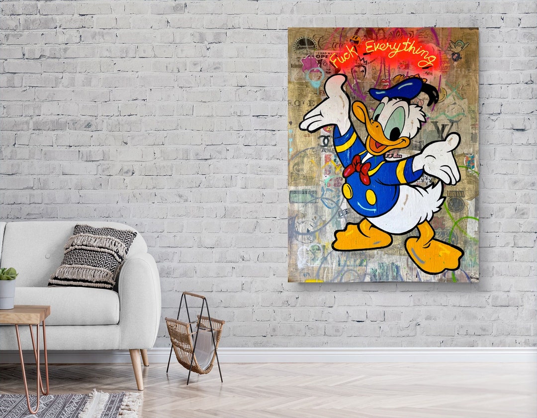 Donald Duck Canvas Painting, Funny Donald Duck Graffiti Canvas Painting ...