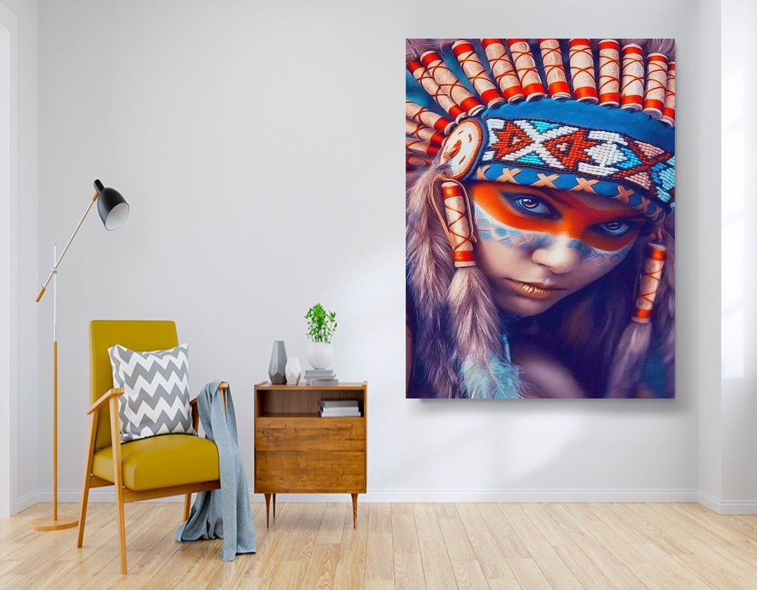 Native American Art Canvas Painting, Native Girl Canvas Painting ...