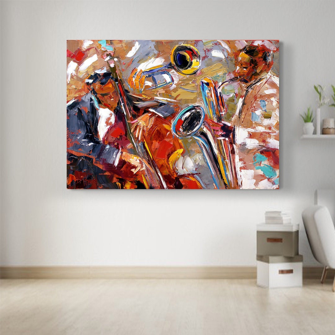 Abstract Jazz Art Canvas, Jazz Poster Canvas Print, Jazz Club Painting ...