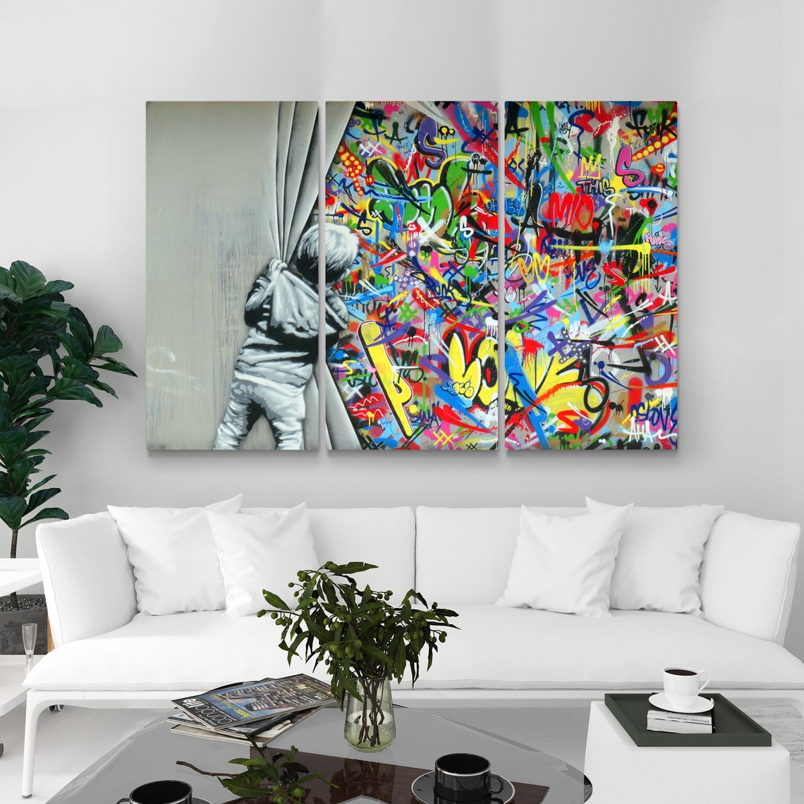 BANKSY Street Graffiti Table Canvas Decor Wall Art Canvas - Etsy