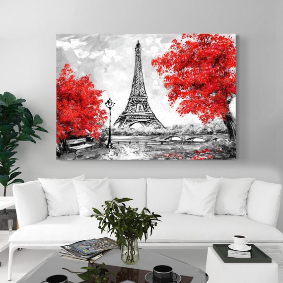 Paris Eiffel Tower Colorful Canvas Painting Abstract Wall | Etsy