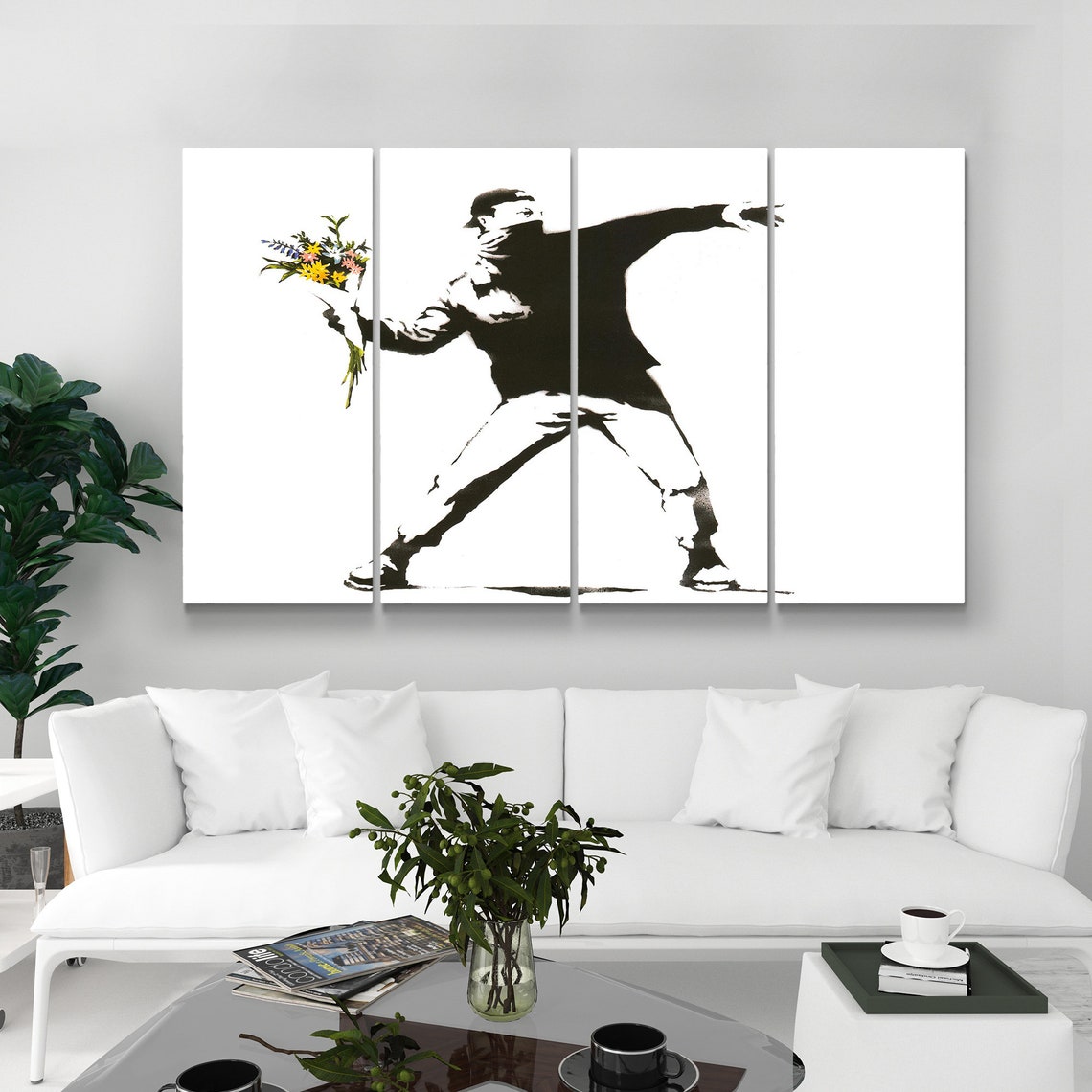 BANKSY the Man Throwing Flowers Graffiti Art Street Art - Etsy