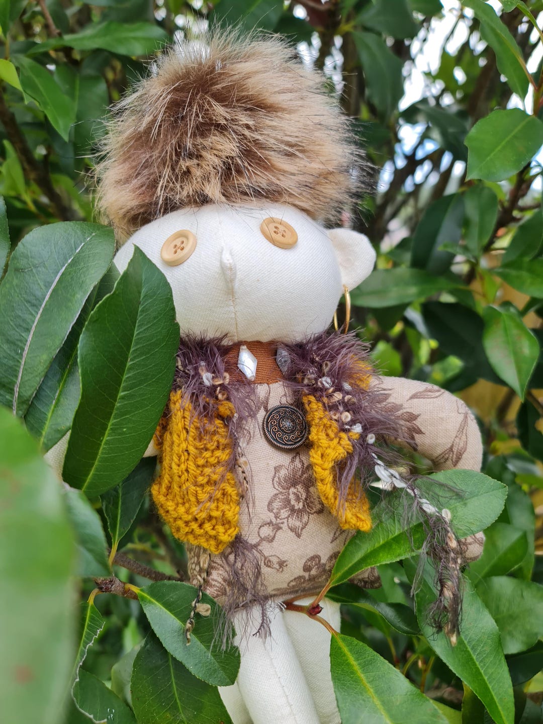 Unique Handmade Goblin Art Doll Zac, One-of-a-kind With Vintage Buttons ...