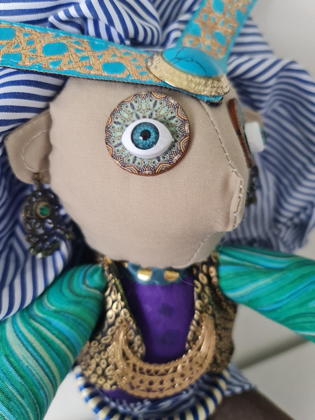 Handmade Fabric Art Doll, Akmet the Little Pharoah, One of a Kind ...