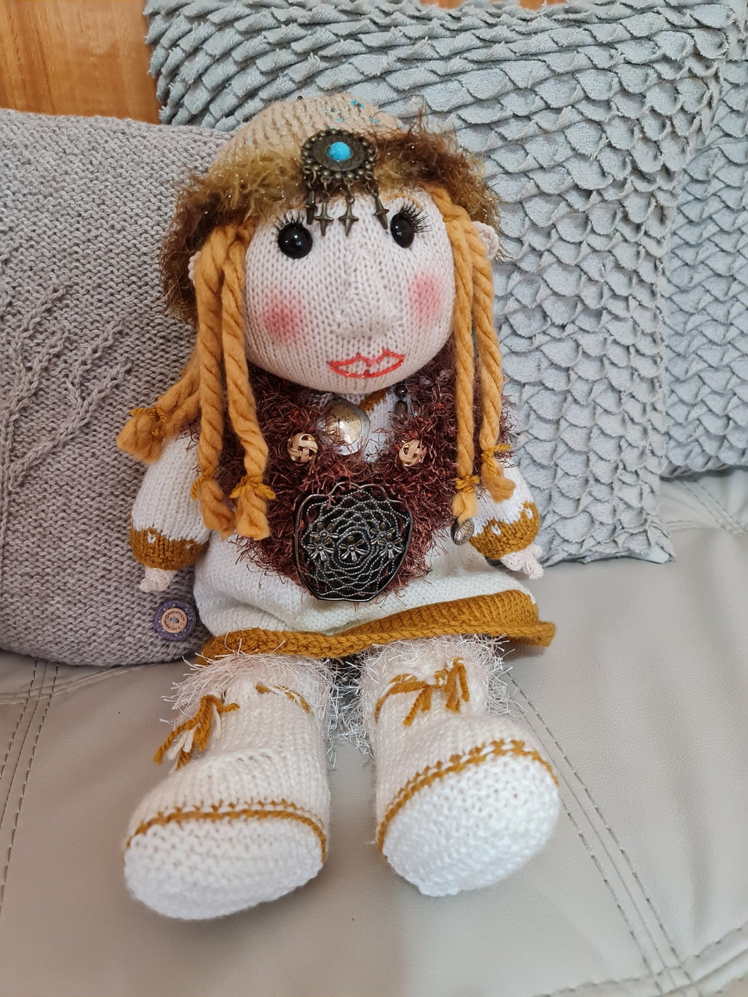 Handmade Knitted Viking Girl Art Doll, Whimsical Norse Inspired ...