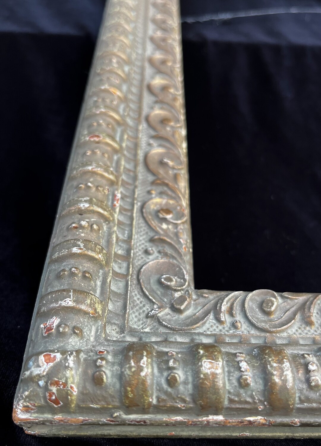 Antique Vintage Gesso Picture Art Frame Ornate Gold Gilt Green ...