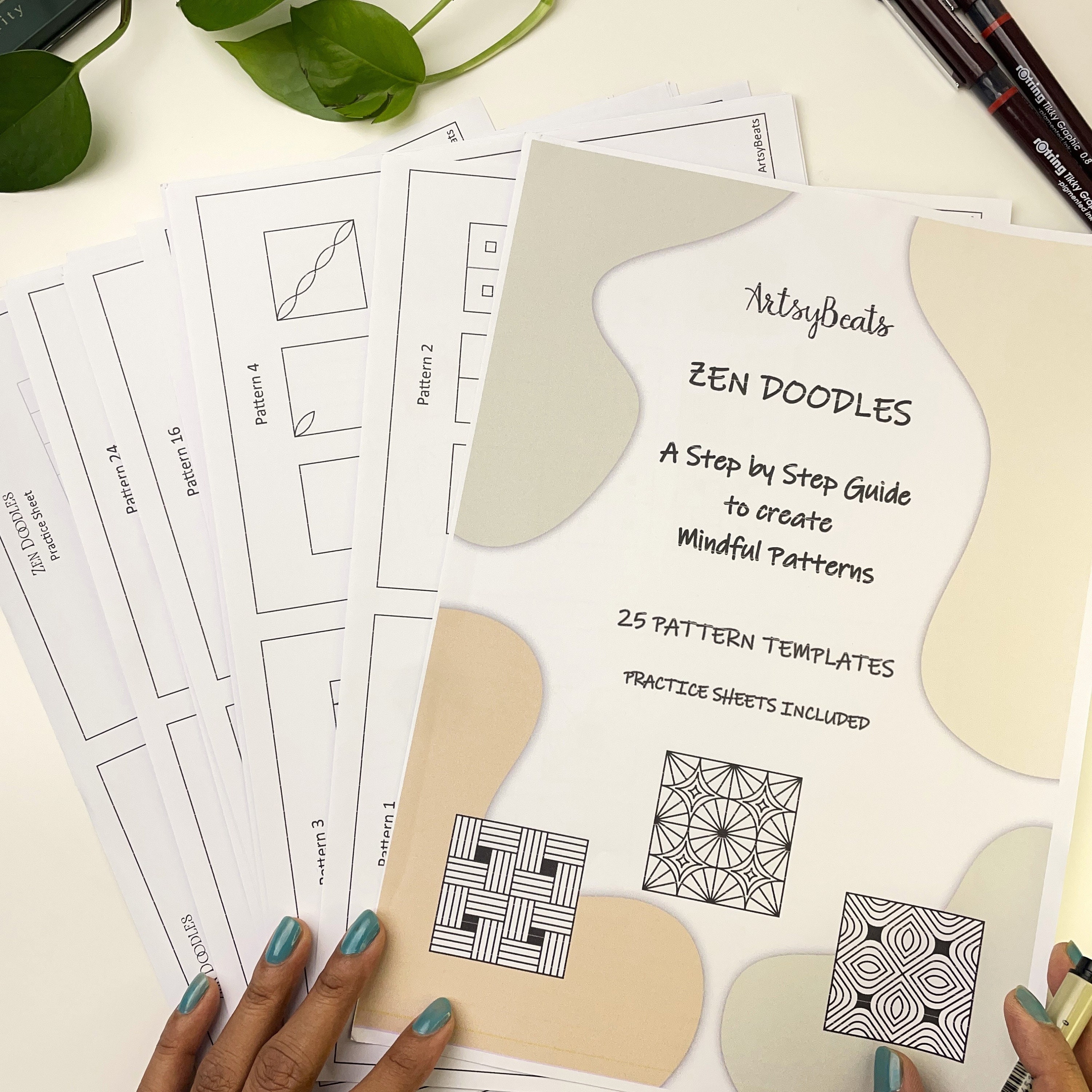 Zen Doodles, 25 Step-by-step Lessons, Zentangle Pattern Templates, Art ...