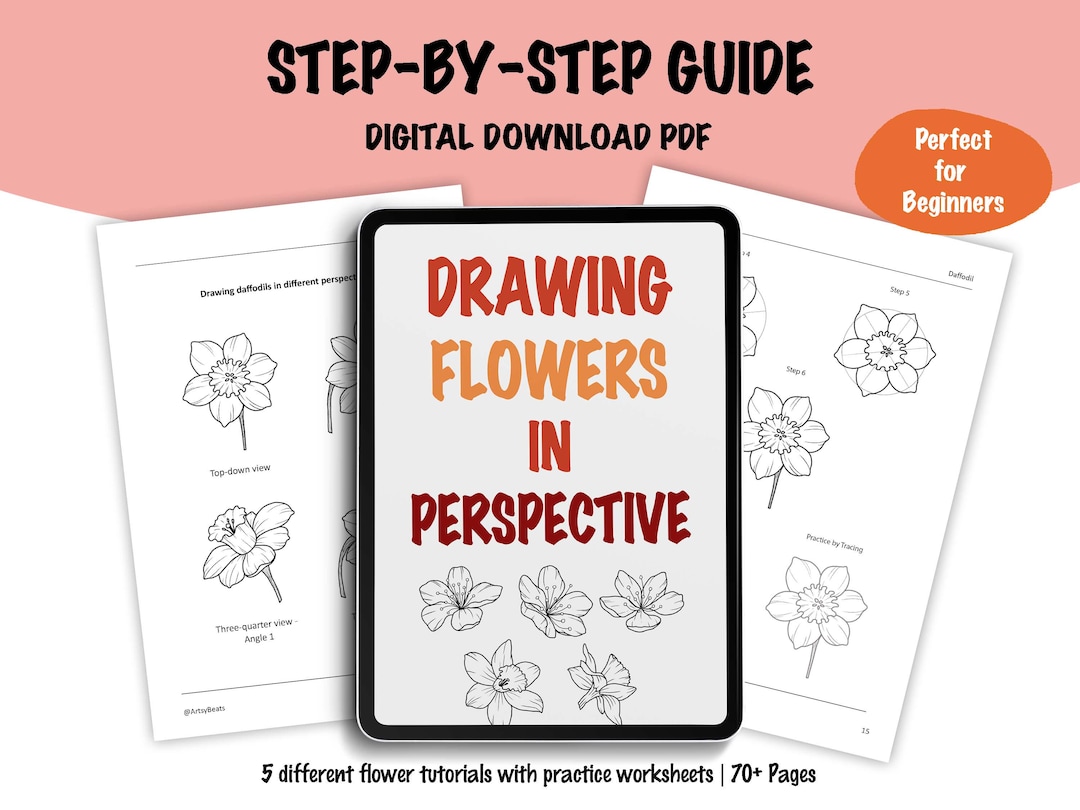Flower Drawing Guide: Perspective & Composition (PDF) - Etsy