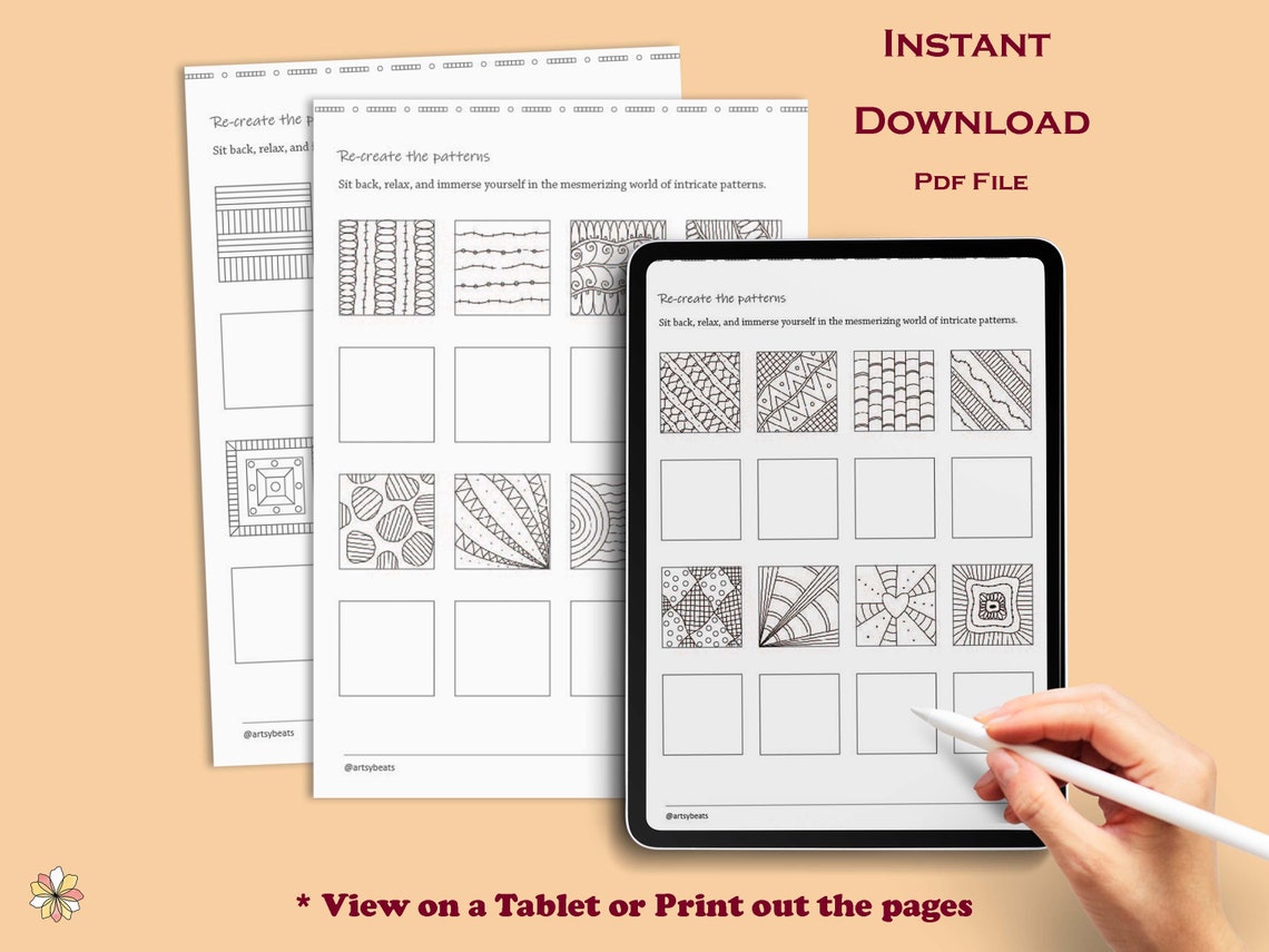 Zentangle Pattern Workbook: Zen Doodle Practice Sheets (PDF) - Etsy