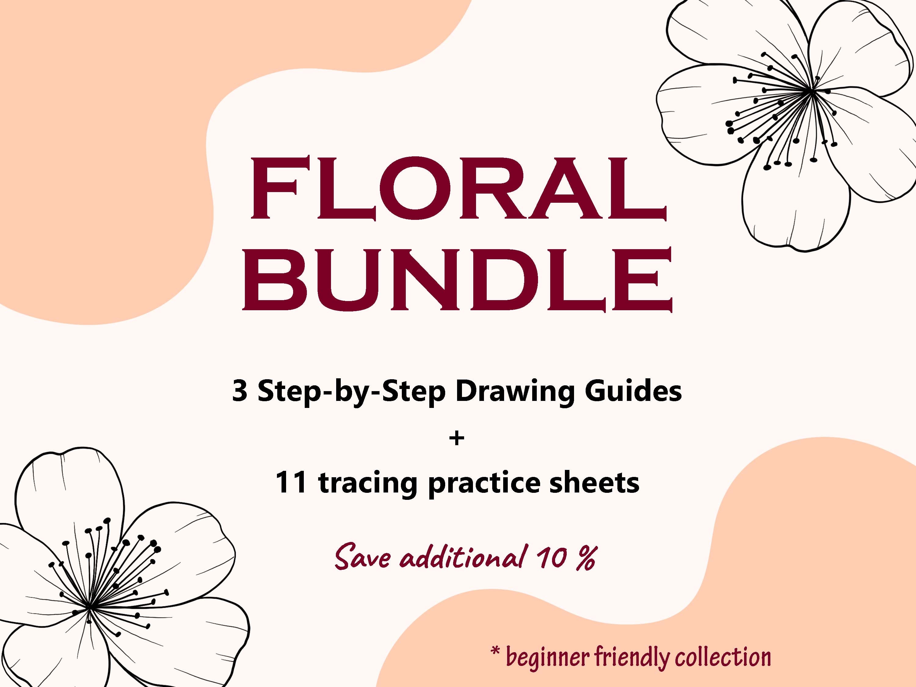 Floral Bundle, How to Draw Flowers for Beginners, Realistic Flower ...