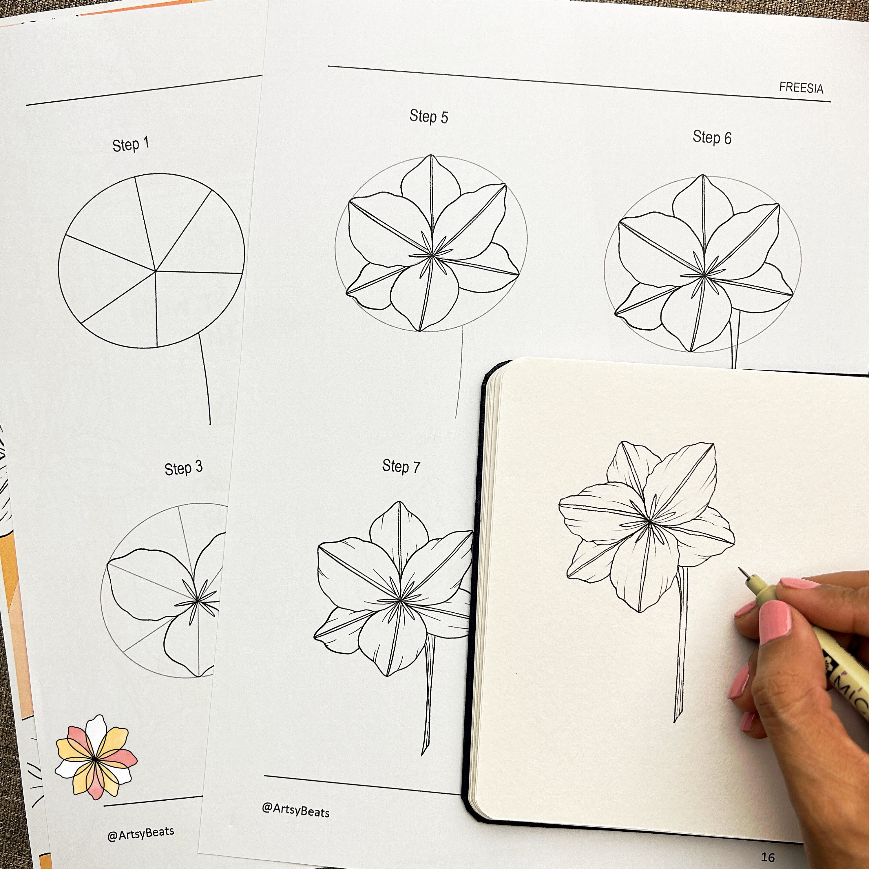 Como desenhar flores para iniciantes, livro de exercícios de flores ...