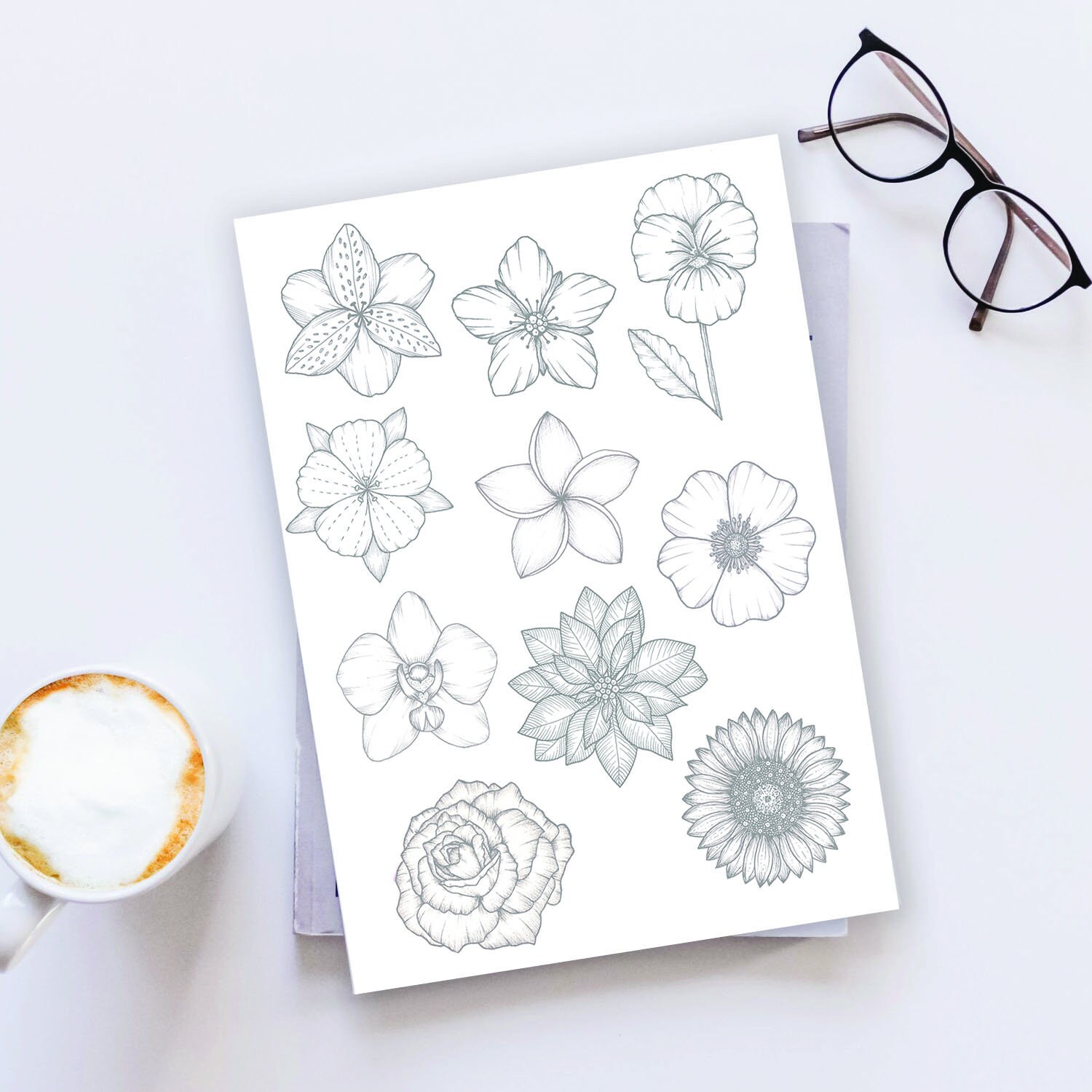 Learn to Draw Flowers Tracing Guides Printable Worksheet - Etsy Canada