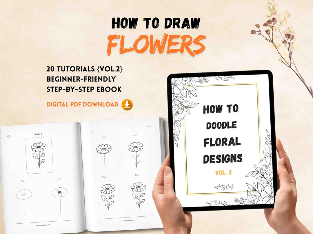 How to Doodle Flowers PDF Guide | 20 Step-by-step Floral Designs ...