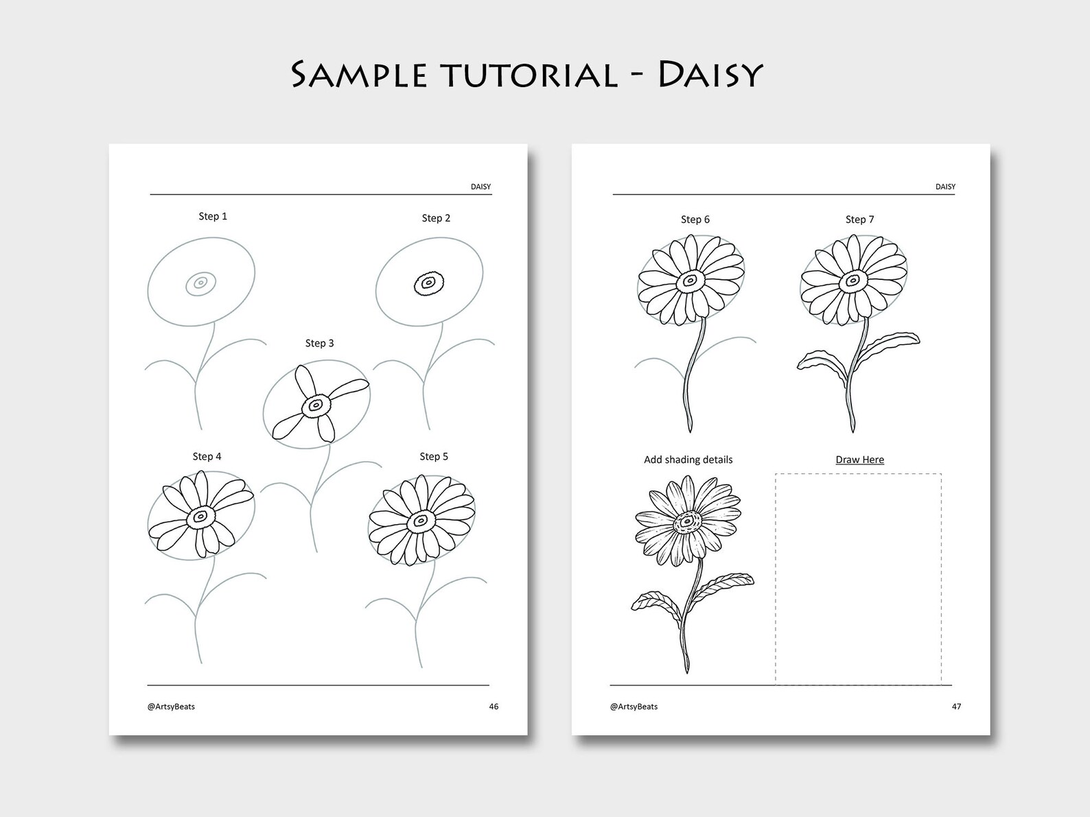 How to Draw Flowers SPRING FLOWERS Drawing Guides Printable - Etsy