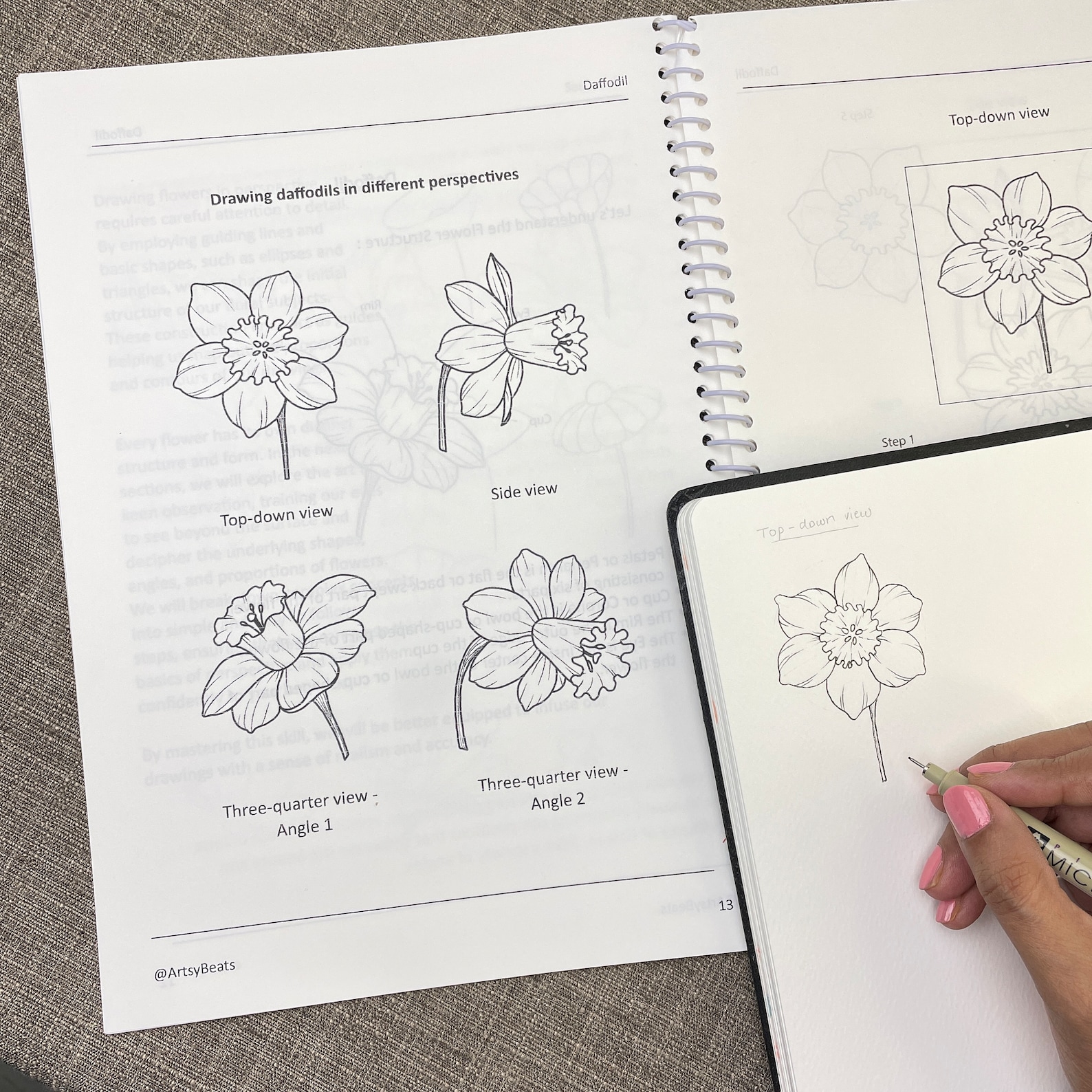 Flower Drawing Guide: Perspective & Composition (PDF) - Etsy