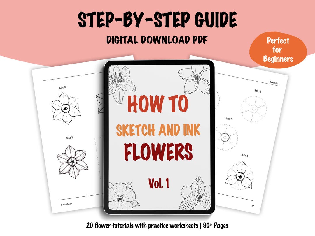 How to Draw Flowers PDF Guide | 20 Step-by-step Flower Drawing for ...