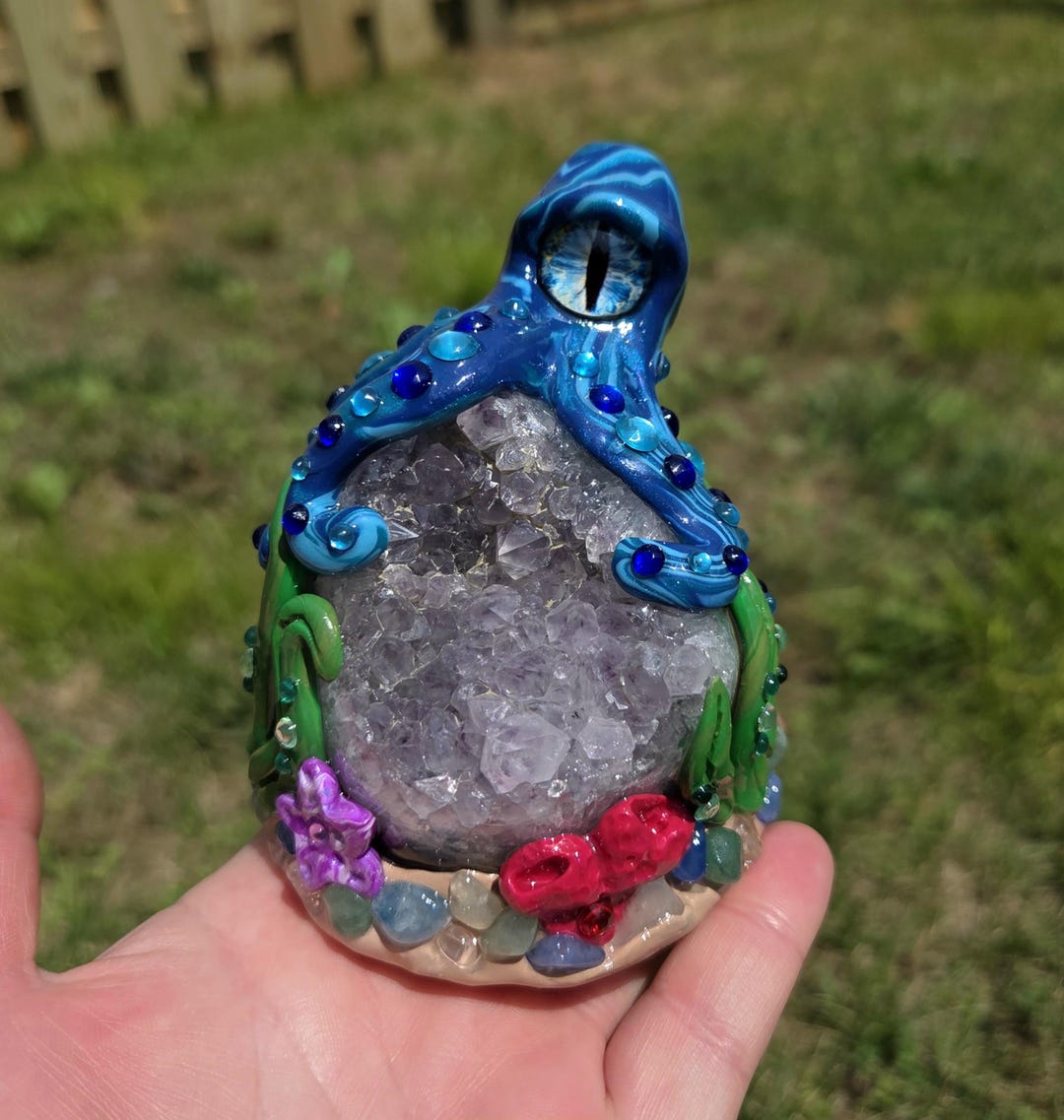 Blue Octopus Underwater Scene Amethyst Geode Figurine - Etsy