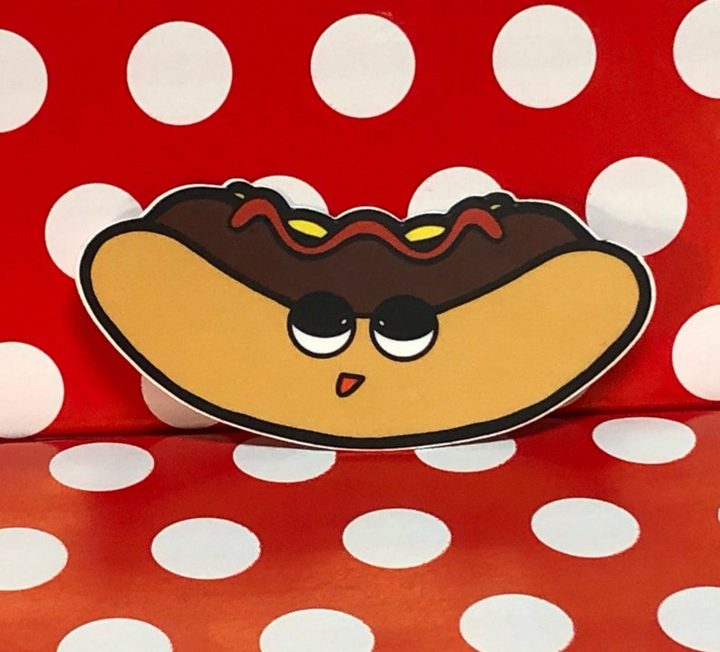 Smiling Hot Dog Vinyl Sticker - Etsy
