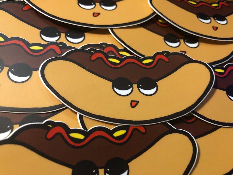 Smiling Hot Dog Vinyl Sticker - Etsy