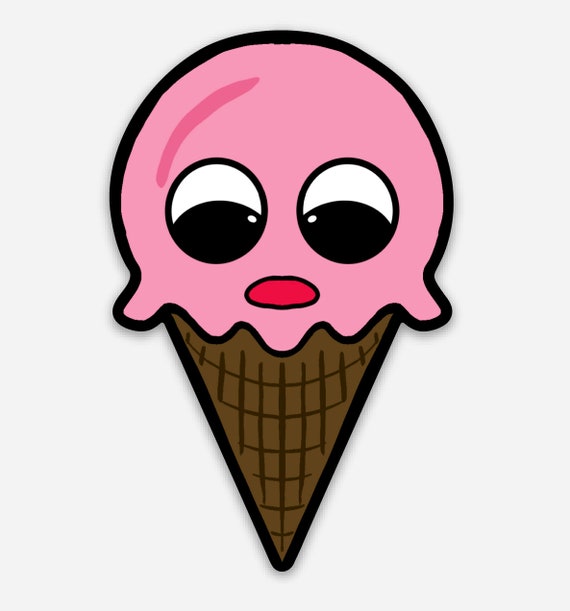 Smiling Ice Cream Vinyl Sticker | Etsy